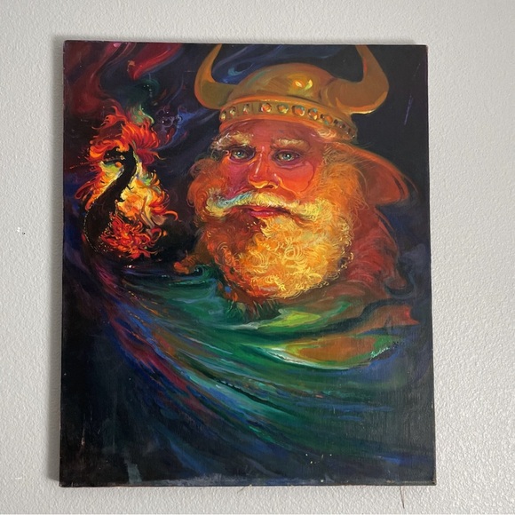 Art | Vintage Viking Painting Colorful Rainbow Barbara Gibson Norse ...